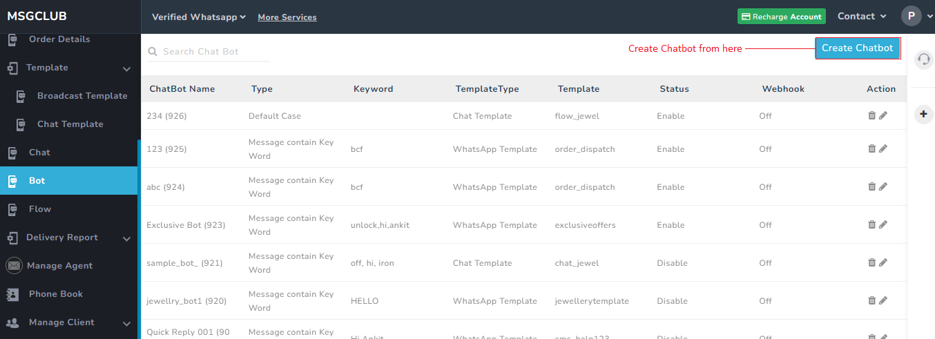 Send Carousel message using MSGCLUB Chatbot – Msgclub Documents