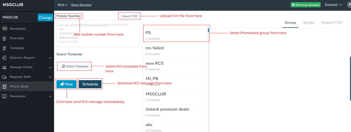How to send RCS Template to customer using MSGCLUB panel – Msgclub ...